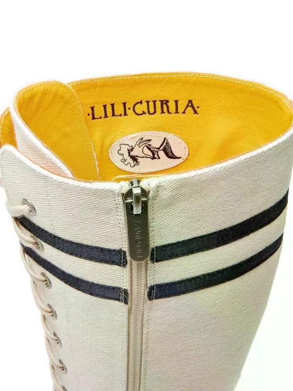 LILI CURIA Isadora Striped Lace-up Boots