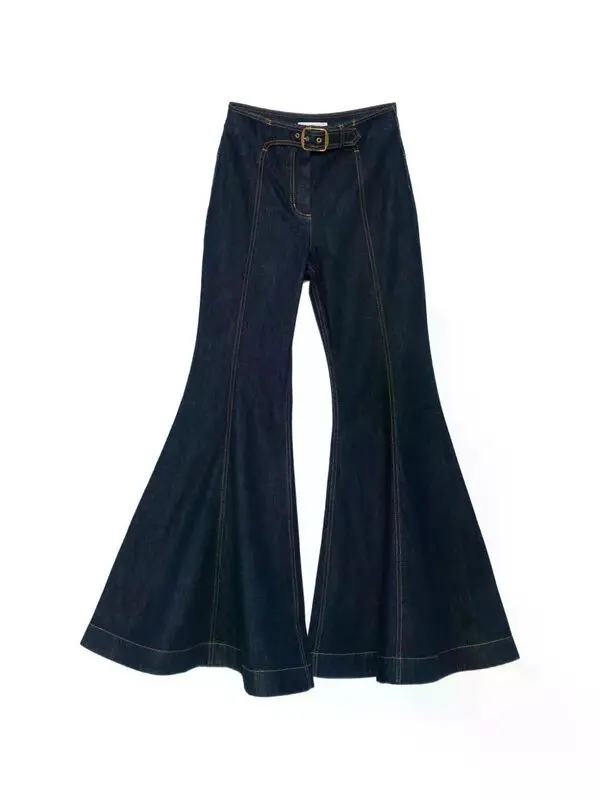 Zimmermann Luna Belted Flare Jeans - Blue