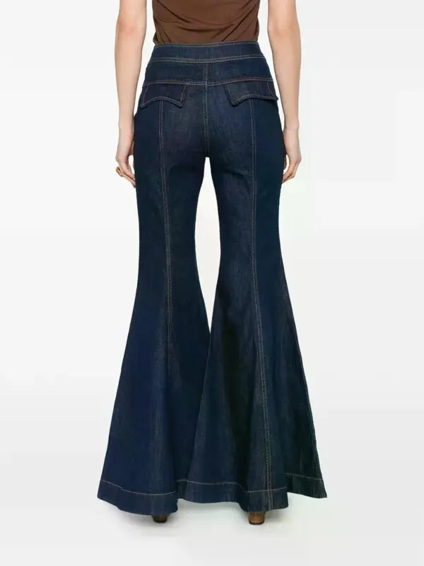 Zimmermann Luna Belted Flare Jeans - Blue