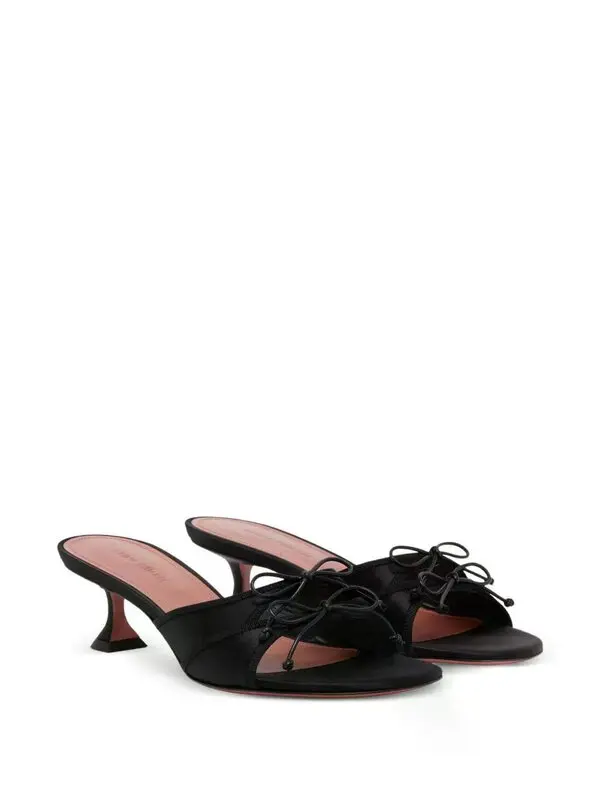 Amina Muaddi Eleonora Bow Silk Sandals