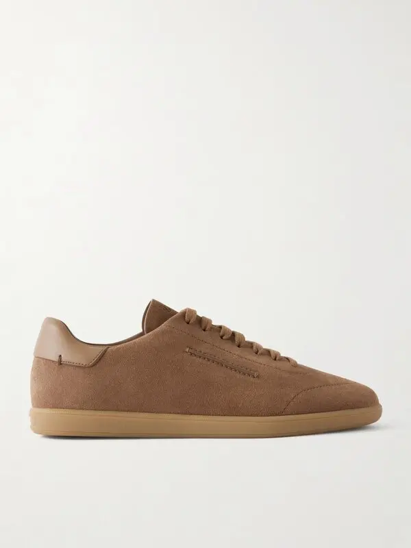 Zegna 232 Leather-trimmed Suede Sneakers - Brown