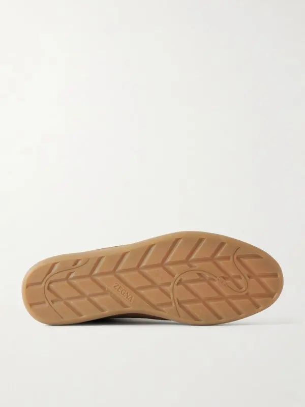 Zegna 232 Leather-trimmed Suede Sneakers - Brown