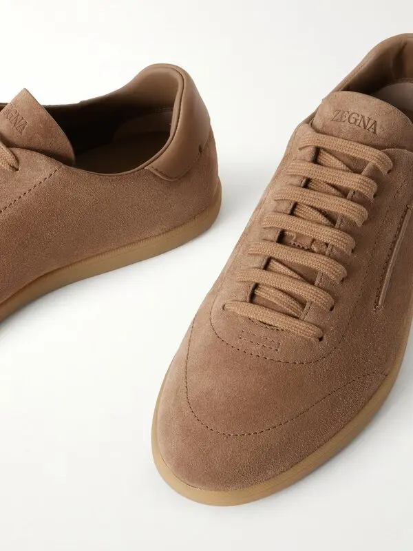 Zegna 232 Leather-trimmed Suede Sneakers - Brown