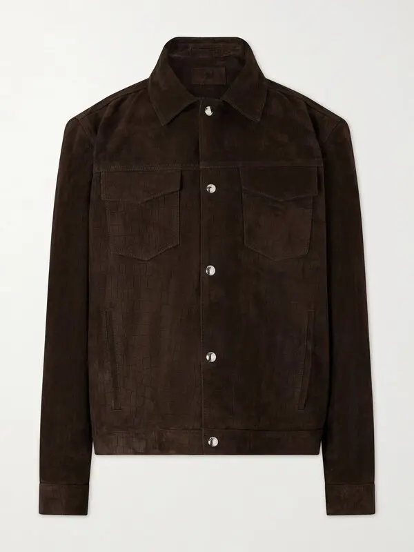 Mr P. Croc-effect Suede Jacket - Brown