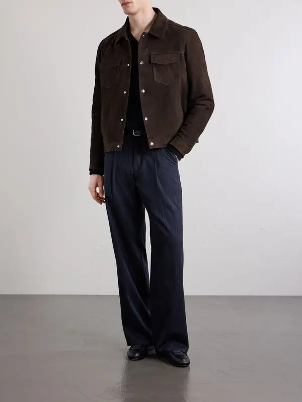 Mr P. Croc-effect Suede Jacket - Brown
