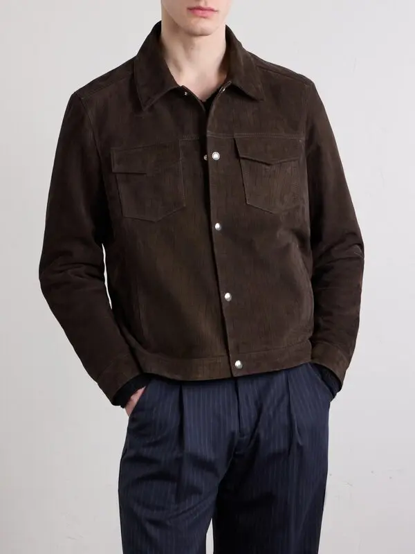 Mr P. Croc-effect Suede Jacket - Brown