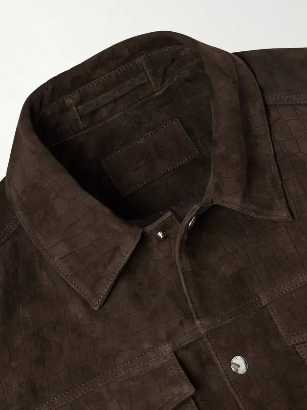 Mr P. Croc-effect Suede Jacket - Brown