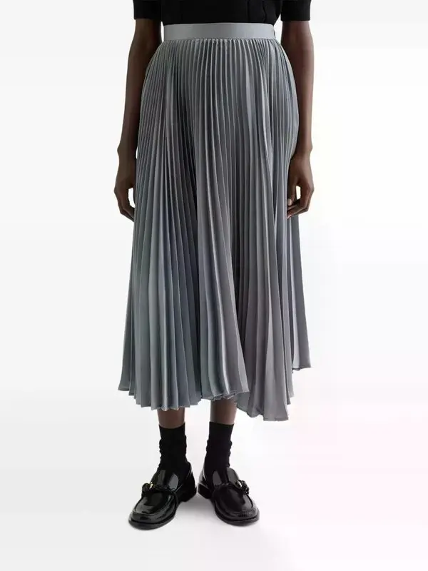 JIL SANDER Pleated Technical Twill Skirt - Grey