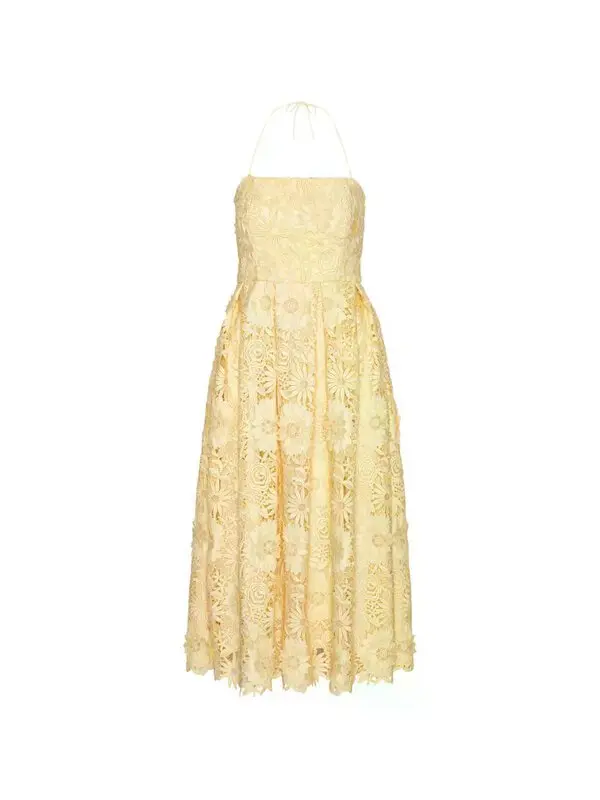 ROTATE BY BIRGER CHRISTENSEN Lace Midi Dress - Yellow