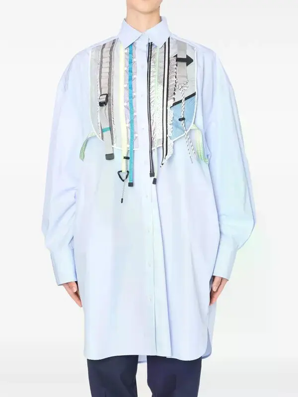 Kolor Panelled Mixed-media Shirt - Blue