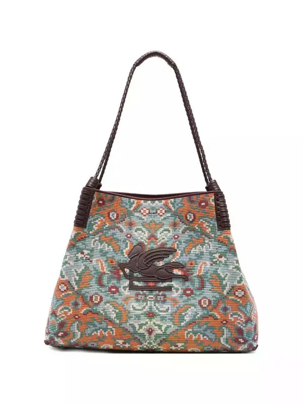 Etro Patterned Emblem Shoulder Bag - Blue