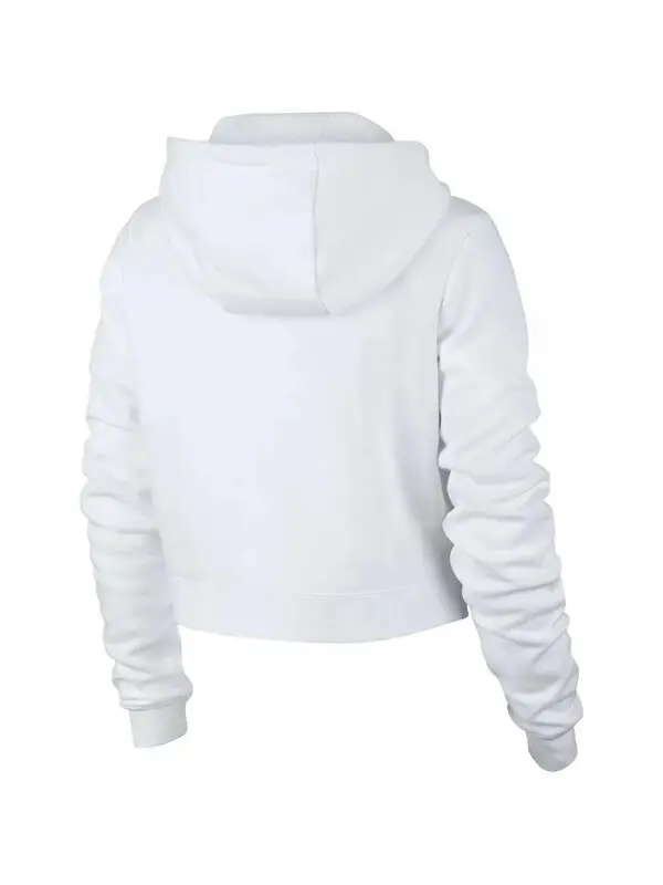 Nike Logo Print Cropped Hoodie - White