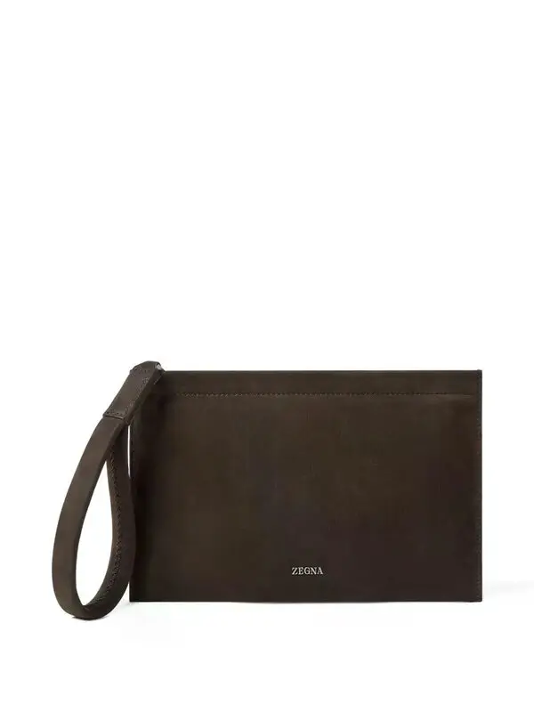 Zegna Leather Mini Pouch - Brown