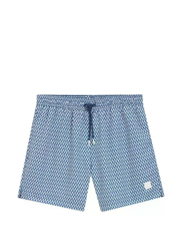 BOSS Diamond-pattern Drawstring Swim Shorts - Blue