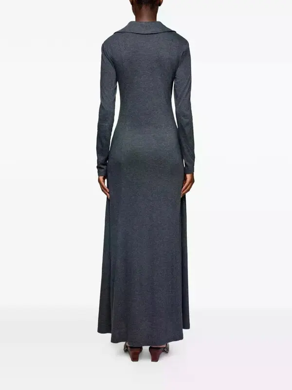 GANNI Buttoned Tie-waist Maxi Dress - Grey