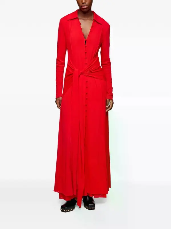 GANNI Maxi Buttoned Tie Dress
