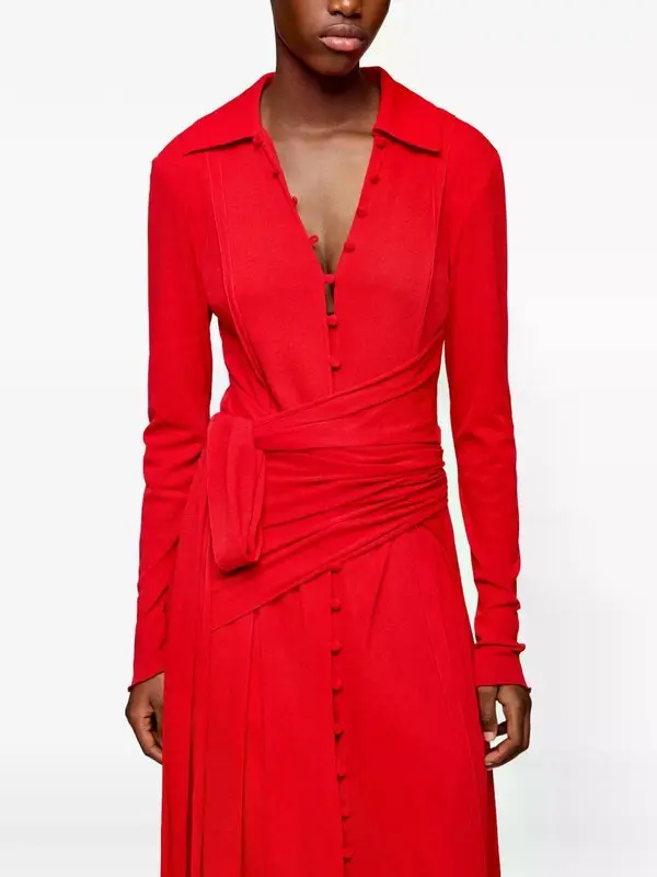GANNI Maxi Buttoned Tie Dress