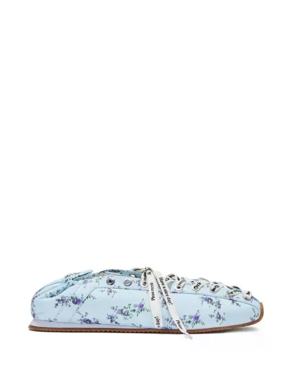 GANNI Floral Print Lace-up Sneakers - Blue