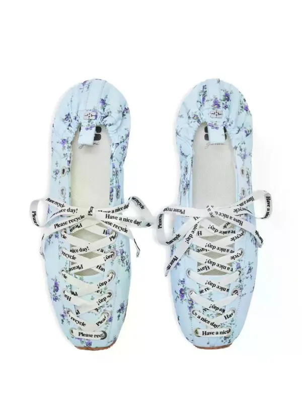 GANNI Floral Print Lace-up Sneakers - Blue