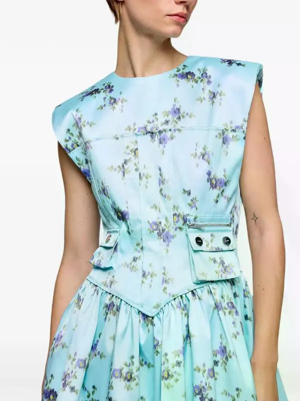 GANNI Floral-print Mini Dress - Blue
