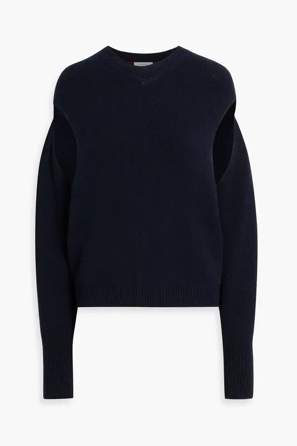 FERRAGAMO Cutout Cashmere-blend Sweater - Navy