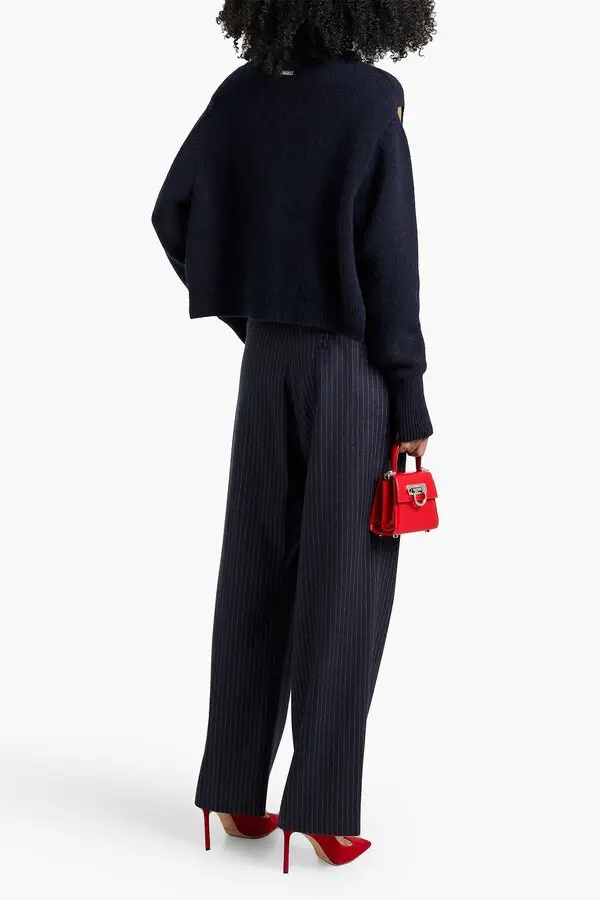 FERRAGAMO Cutout Cashmere-blend Sweater - Navy