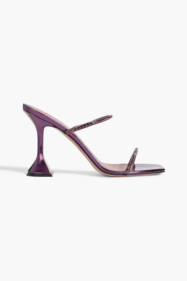 Amina Muaddi Gilda Crystal-embellished Mules - Purple