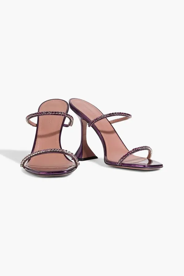Amina Muaddi Gilda Crystal-embellished Mules - Purple