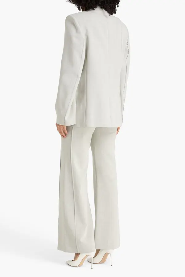Victoria Beckham Frayed Wool-blend Blazer - Stone