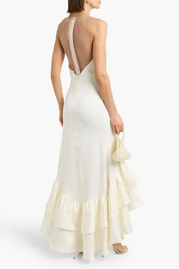 BRONX AND BRONCO Paros Ruffled Satin-crepe Gown