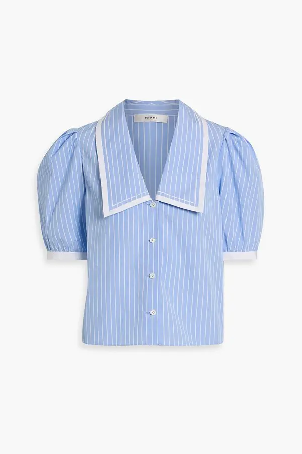 FRAME The Stripe Sailor Cotton-poplin Blouse