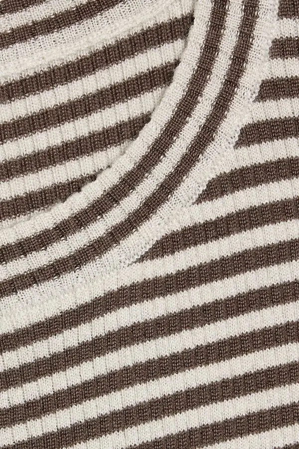 Brunello Cucinelli Metallic Striped Ribbed Top