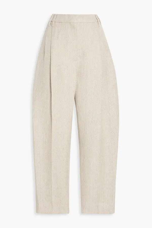 Brunello Cucinelli Pleated Linen-twill Tapered Pants