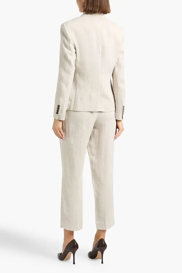 Brunello Cucinelli Metallic Linen-blend Double-breasted Blazer