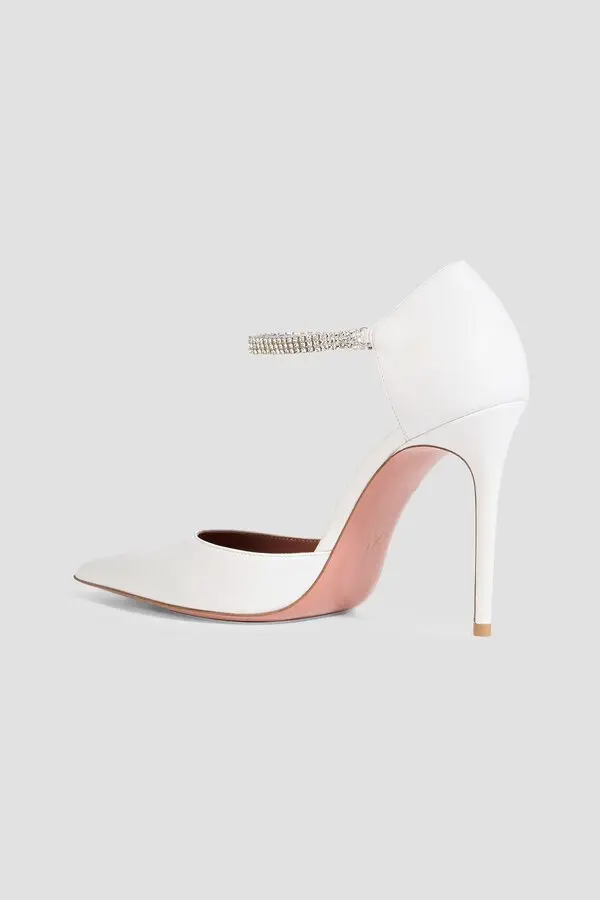 Amina Muaddi Ursina 105 Crystal-embellished Leather Pumps