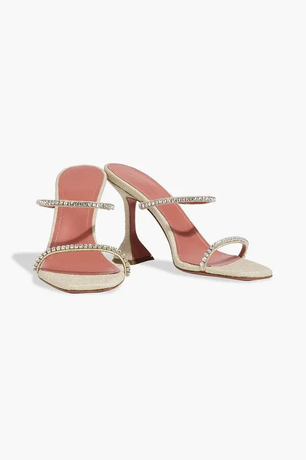 Amina Muaddi Gilda Crystal-embellished Mules - Beige