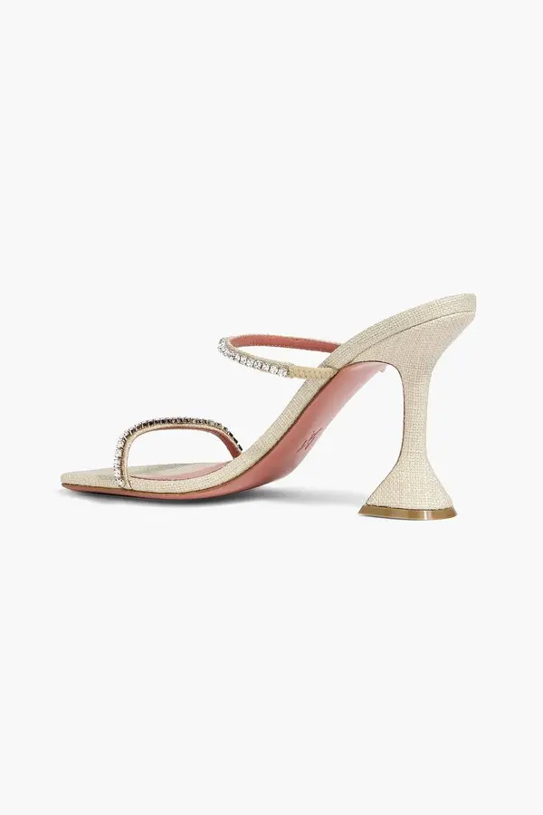 Amina Muaddi Gilda Crystal-embellished Mules - Beige