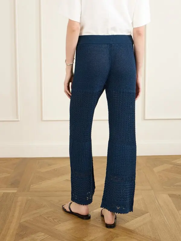 ERES Emblème Crocheted Cotton-blend Pants - Blue