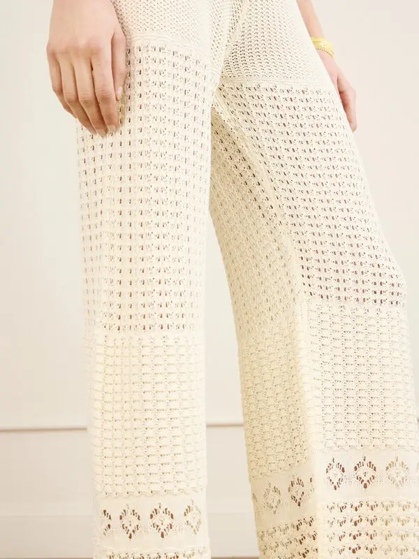 ERES Embleme Crochet-knit Straight-leg Pants - Neutrals