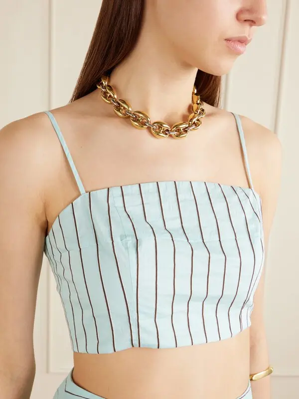 Staud Federico Cropped Striped Top
