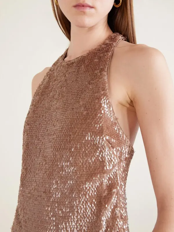 Staud Bree Sequined Tulle Top