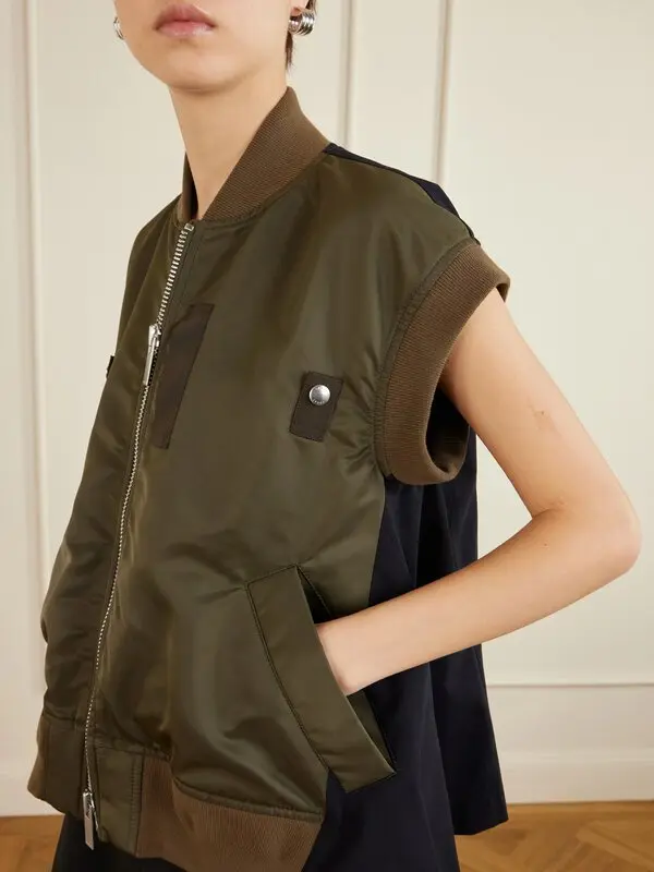 Sacai Padded Shell Gilet - Green