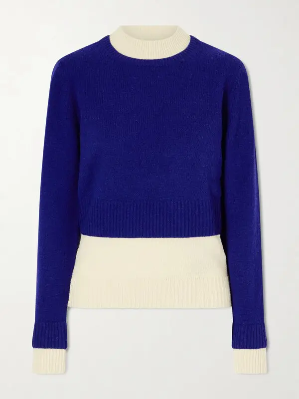 JIL SANDER Two-tone Layered Wool-blend Sweater