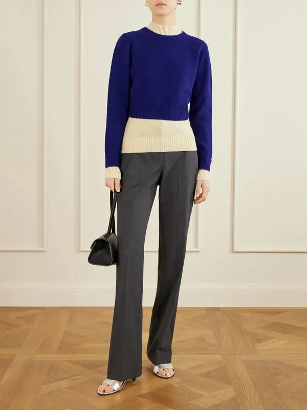 JIL SANDER Two-tone Layered Wool-blend Sweater