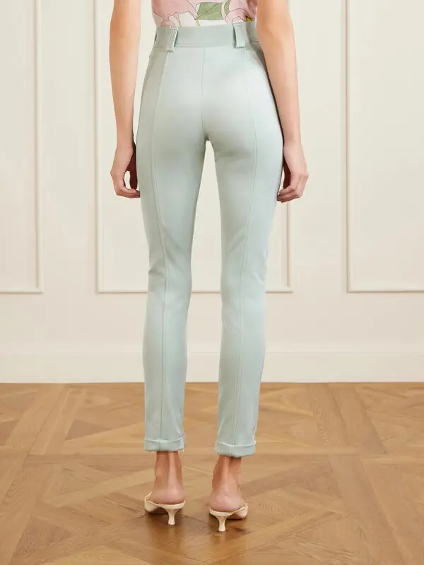 Chloé Cropped Satin-trimmed Stretch-jersey Leggings