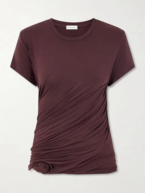 Magda Butrym Gathered Cotton-blend T-shirt