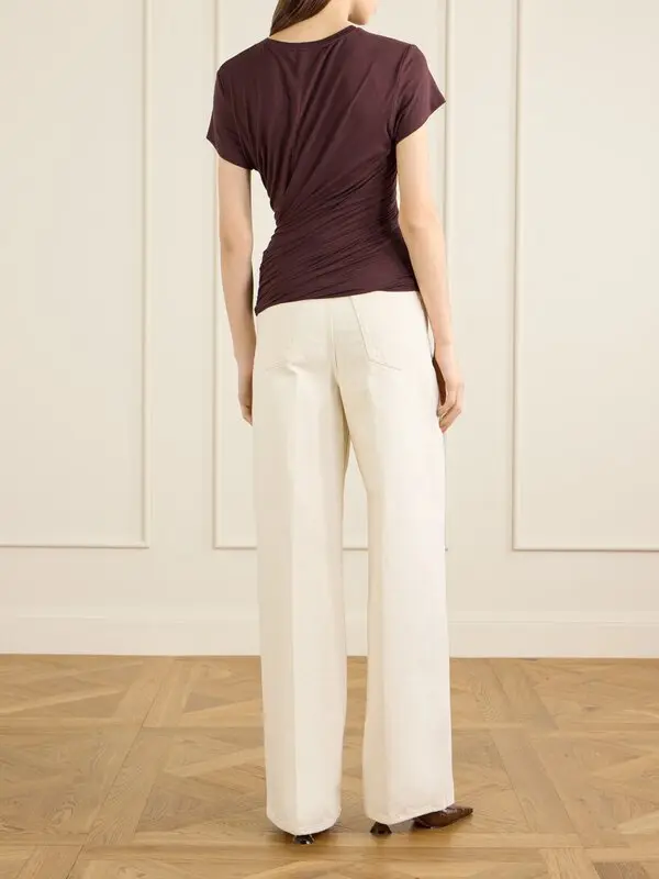 Magda Butrym Gathered Cotton-blend T-shirt