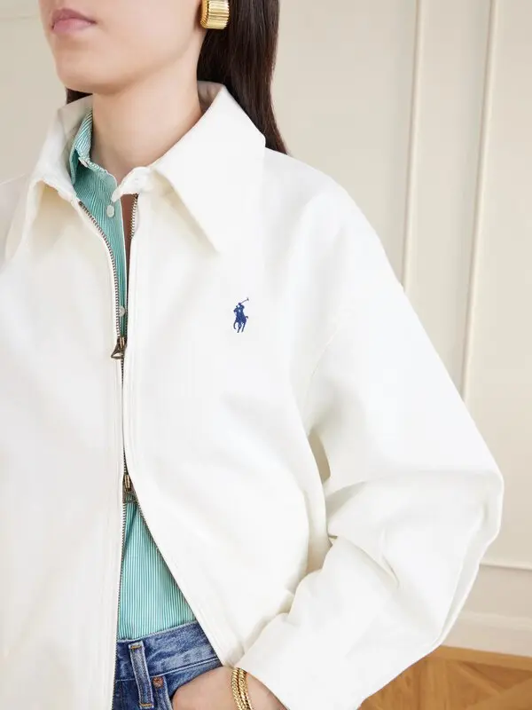 Polo Ralph Lauren Logo-embroidered Cotton Bomber Jacket - Neutrals