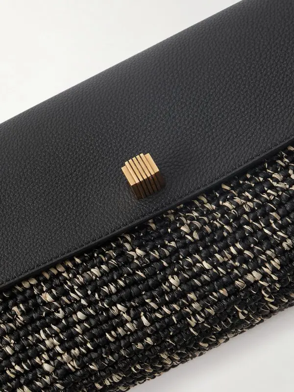 Khaite Audrey Textured-leather And Raffia Clutch - Multi