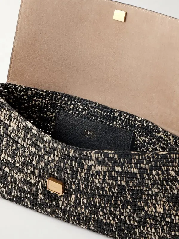 Khaite Audrey Textured-leather And Raffia Clutch - Multi